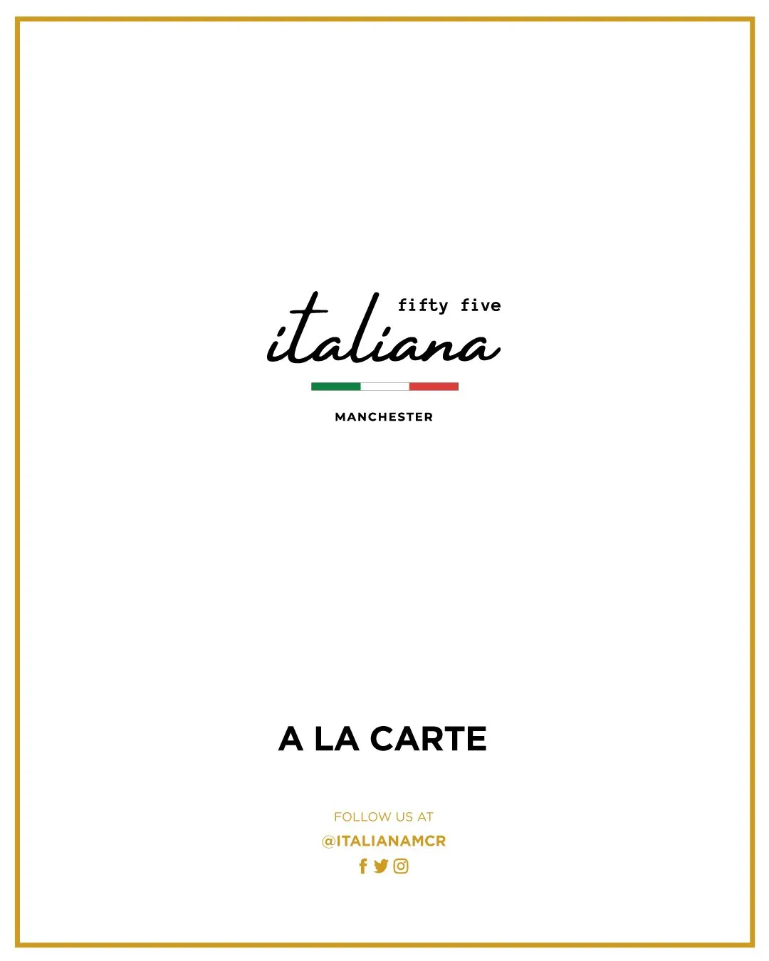 Didsbury Menus – Italiana fiftyfive